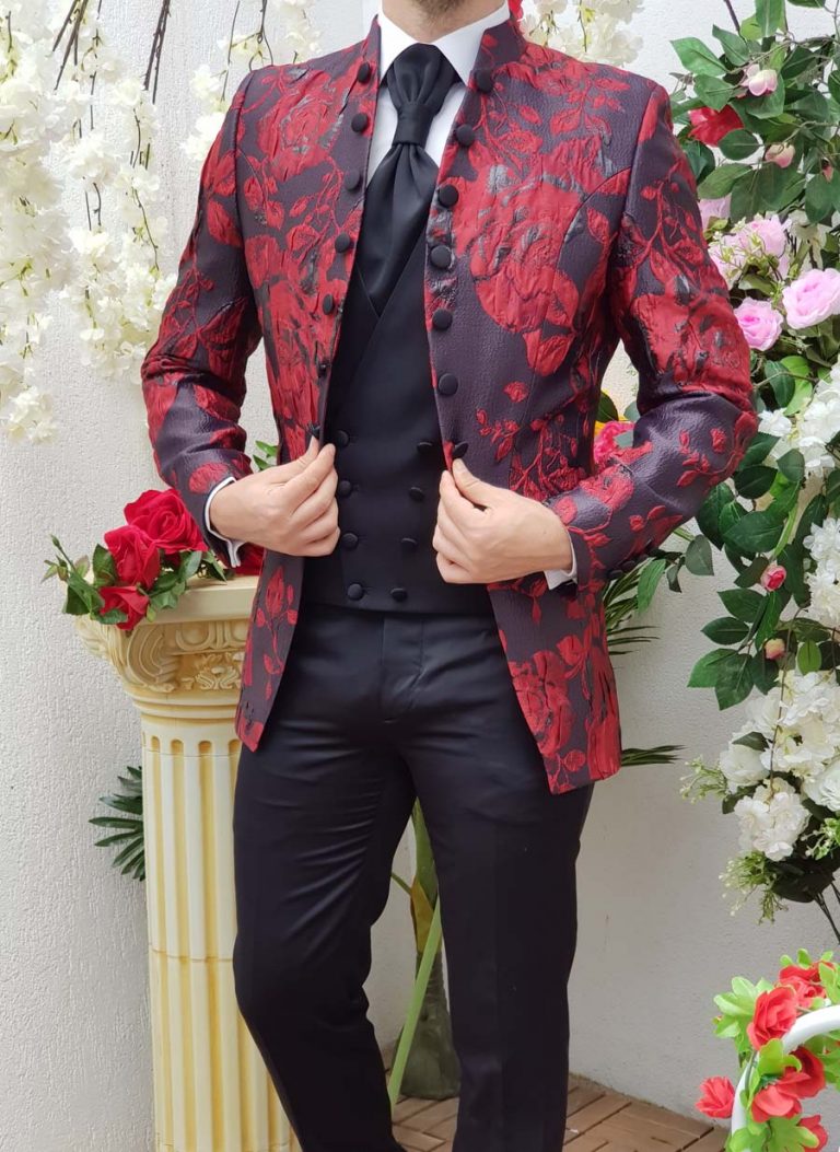 Costum elegant de ceremonie, Sacou, Vesta, Pantalon, Cravata - C1120