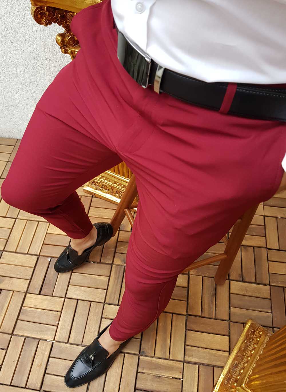 Pantaloni de barbati, Slim Fit, visinii, conici - PN355