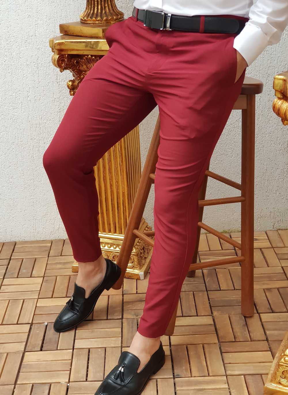 Pantaloni de barbati, Slim Fit, visinii, conici - PN355