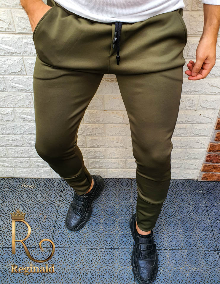 Pantaloni trening de barbati, elastici, cu snur, albi, conici, colectia ...