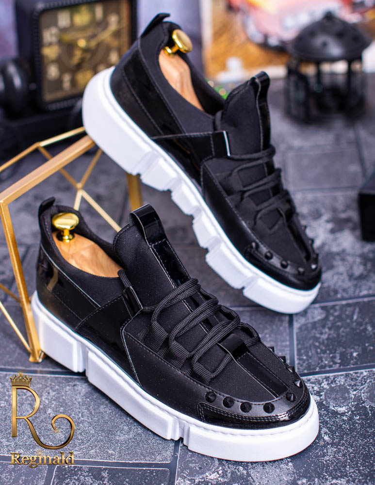 Tenisi de barbati cu tinte, talpa inalta, alba, colectia 2021 – AD153 ...