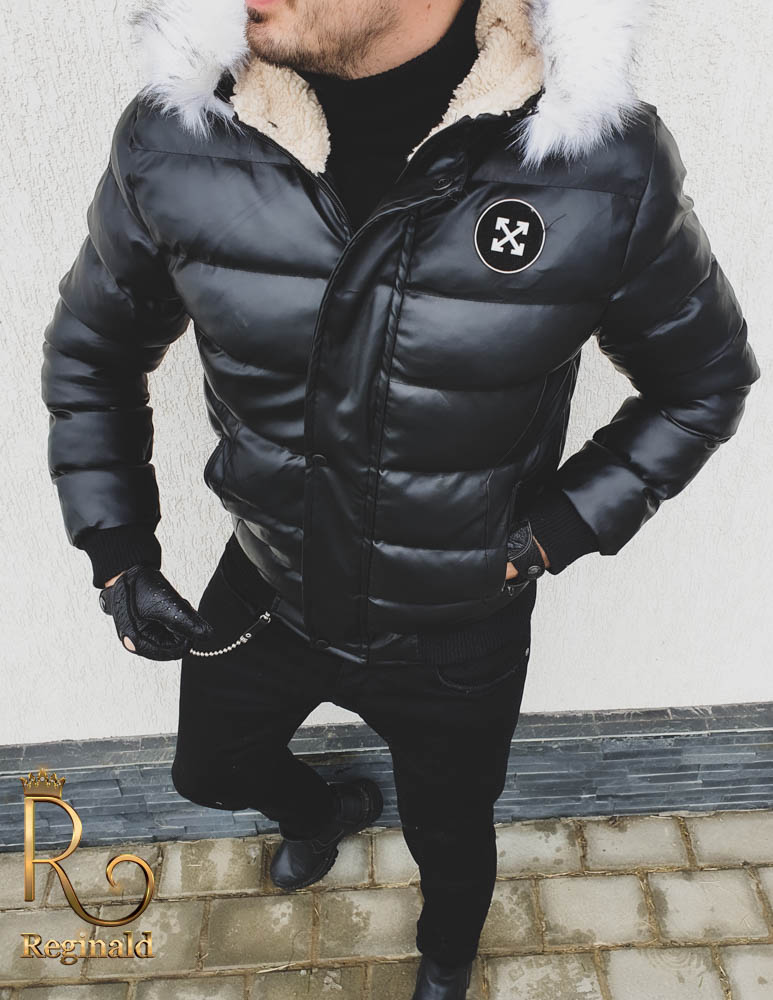 Geaca de barbati neagra, slim fit, Colectia iarna 2021 - GC431