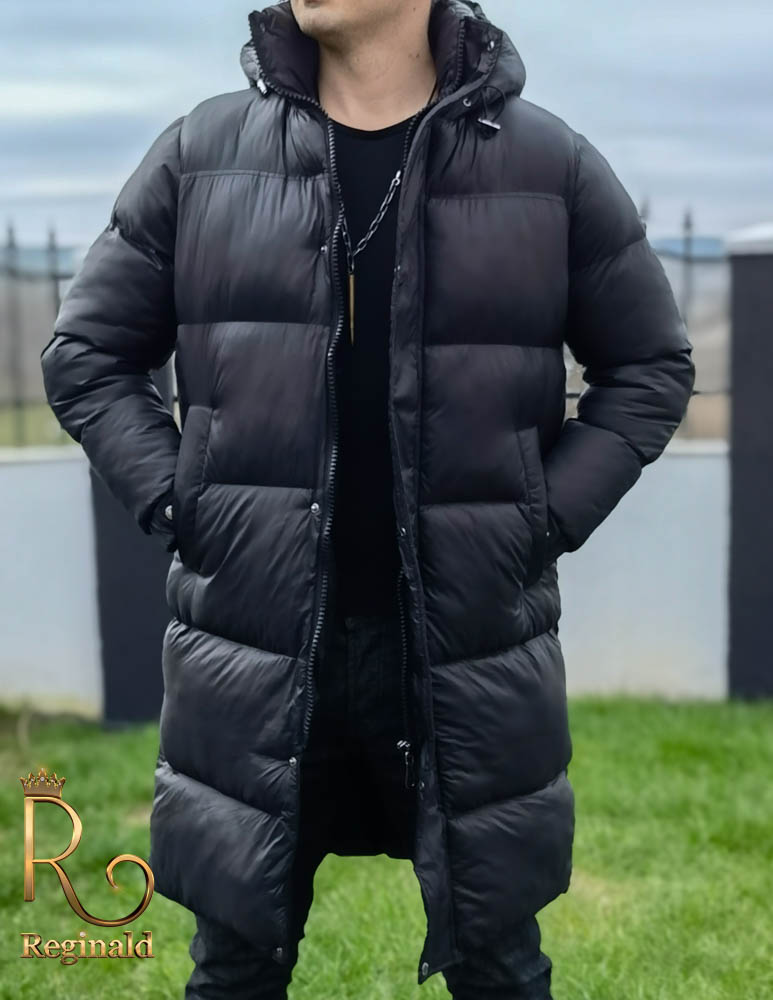 Geaca de barbati lunga, foarte groasa, neagra, Premium Collection 2021 ...