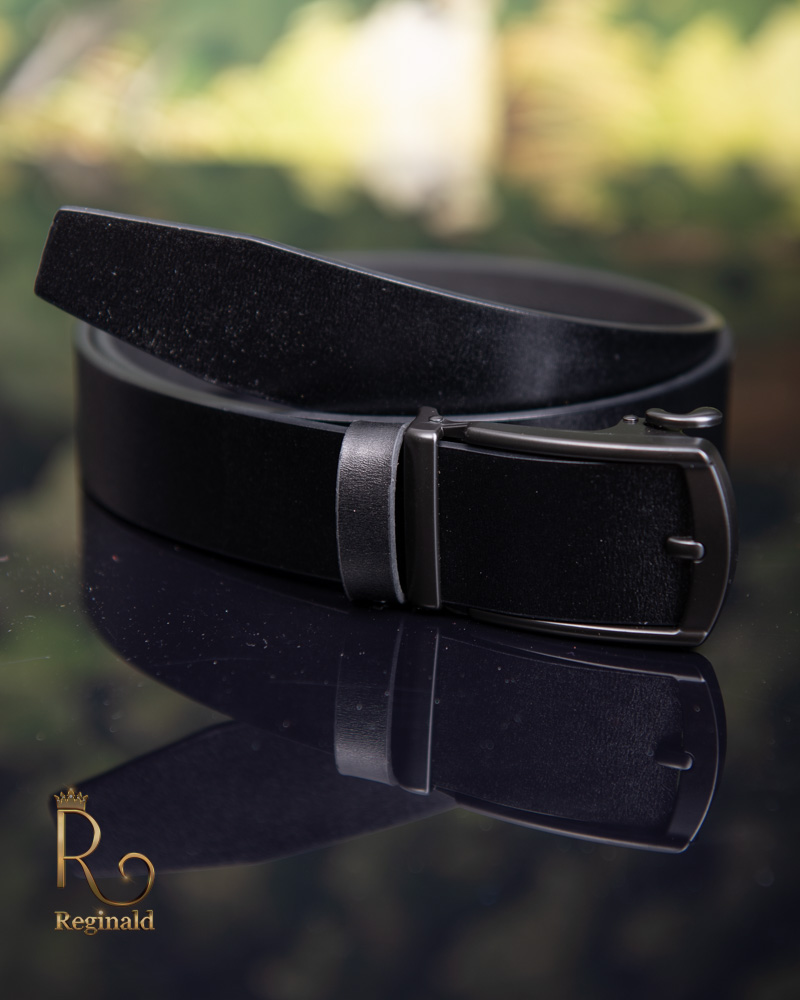 Curea din piele neagra cu catarama metalica - CP190