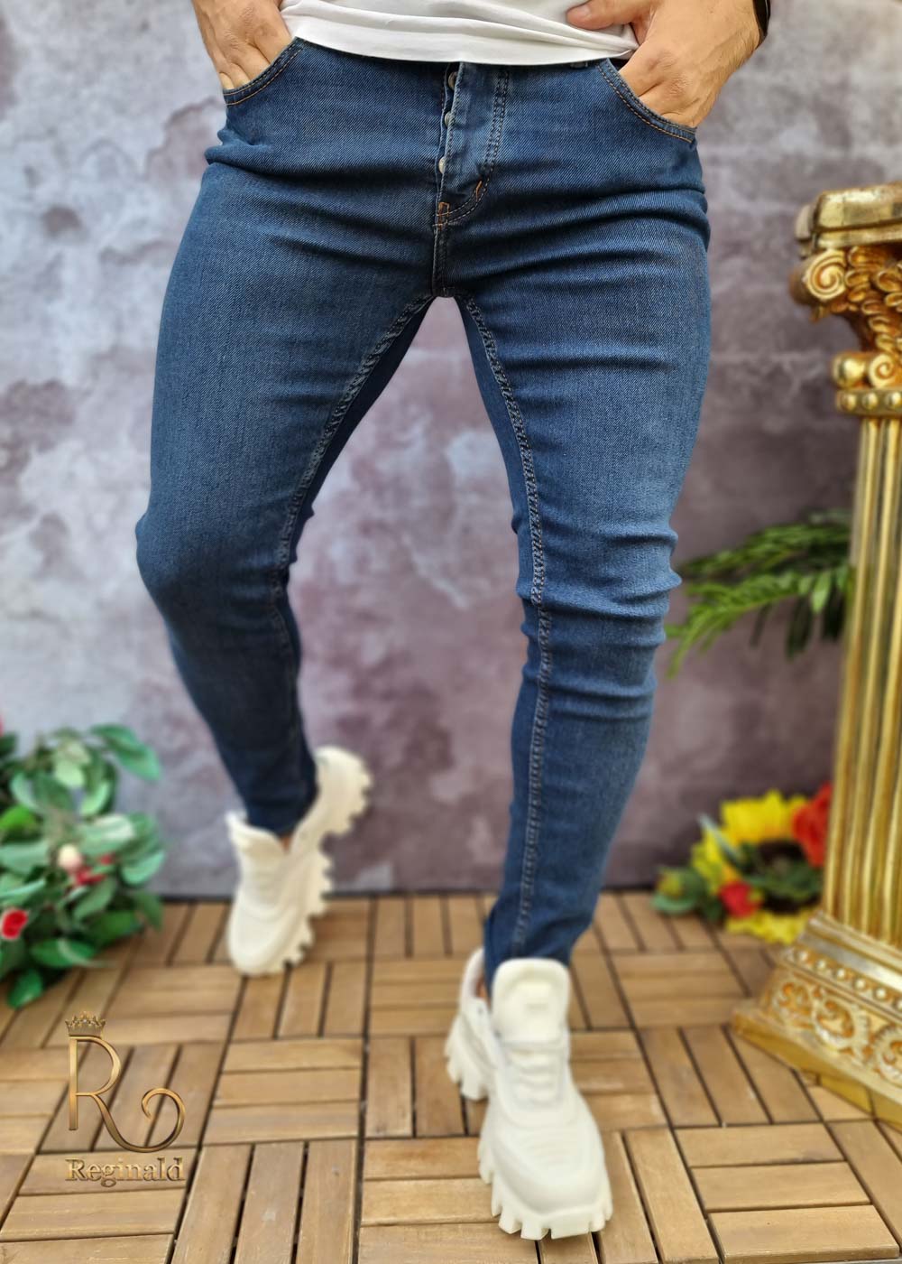 Blugi de bărbați, skinny fit, elastici si conici - BG859