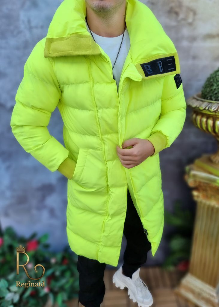 Geaca de barbati lunga, verde fluorescent, Premium Collection cod: GC604