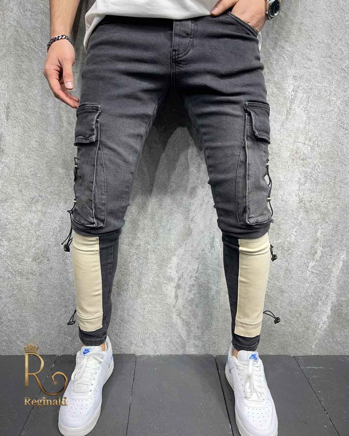 Blugi de bărbați, Slim Fit, Elastici si Conici, Negri cu buzunare - BG892
