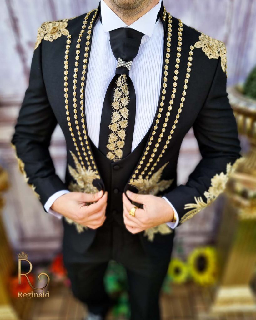 Costum ceremonie barbati Set: Sacou Vesta Pantalon Cravata - C3594