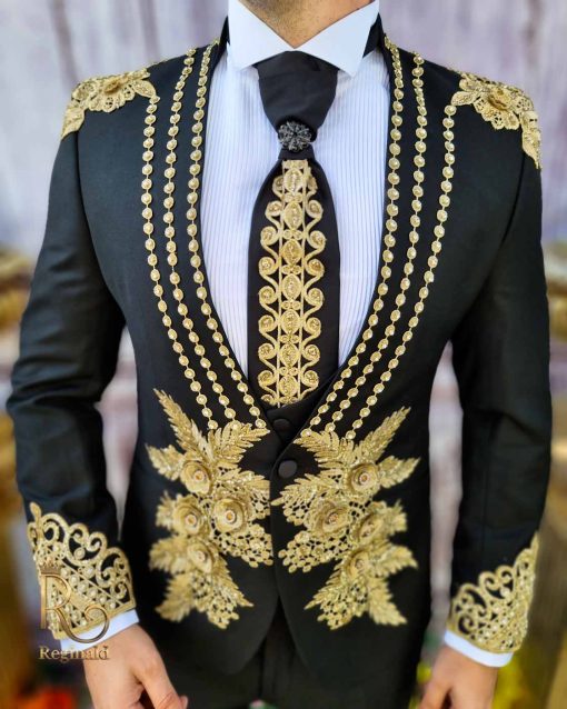 Costum ceremonie barbati Set: Sacou Vesta Pantalon Cravata - C3592