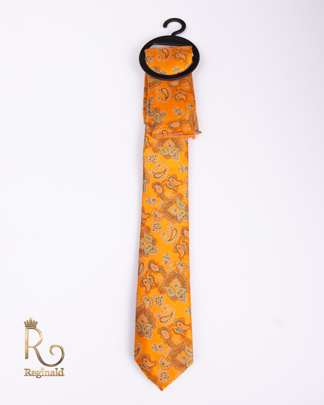 Cravata de bărbați, Portocalie cu model - CV751