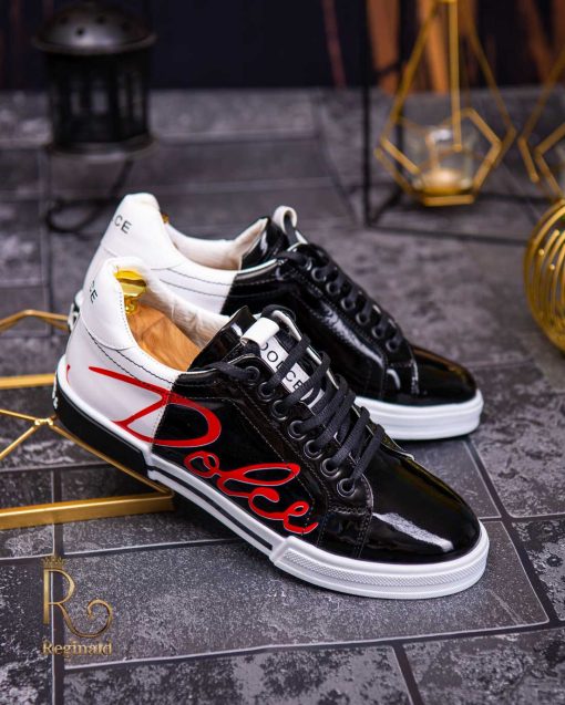 Teniși cu șiret, de bărbați, Negru cu alb – AD478