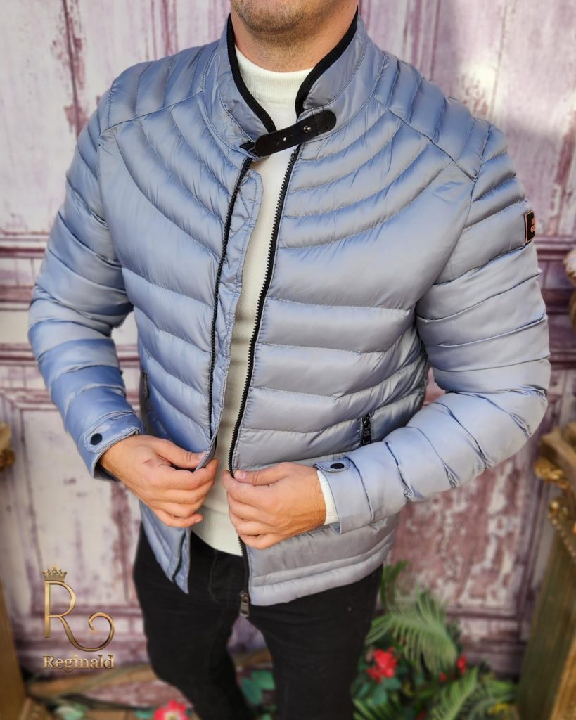 Geaca de bărbați, Slim Fit, din fâș umpluta cu vatelina, Gri - GC741