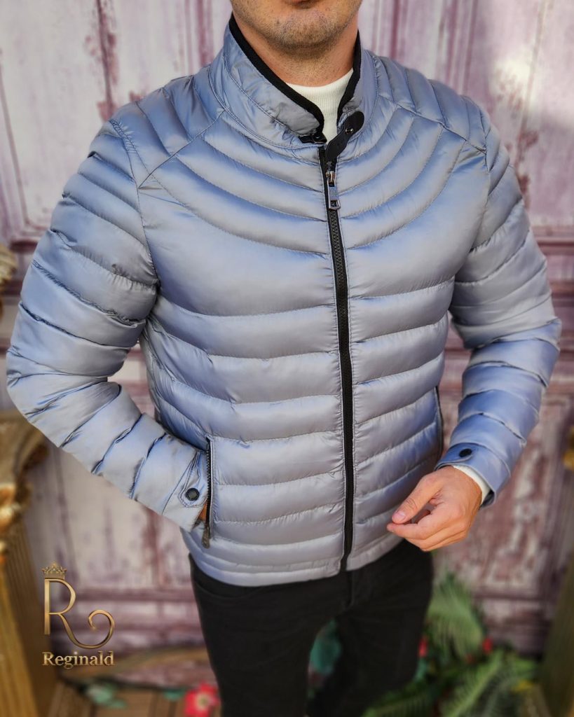 Geaca de bărbați, Slim Fit, din fâș umpluta cu vatelina, Gri - GC741