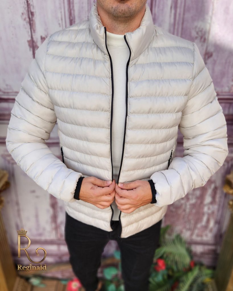 Geaca de bărbați, Slim Fit, din fâș umpluta cu vatelina, Gri deschis ...