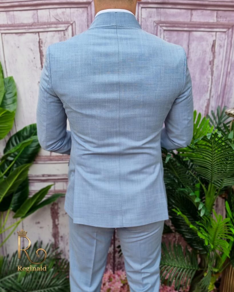 Costum bleu pal Italian Style, Sacou si Pantalon - C4050