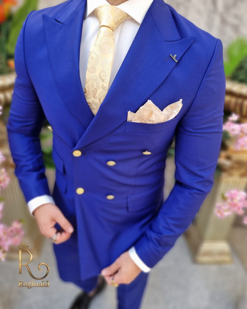 Costum de barbati indigo: Sacou si Pantalon - C4084