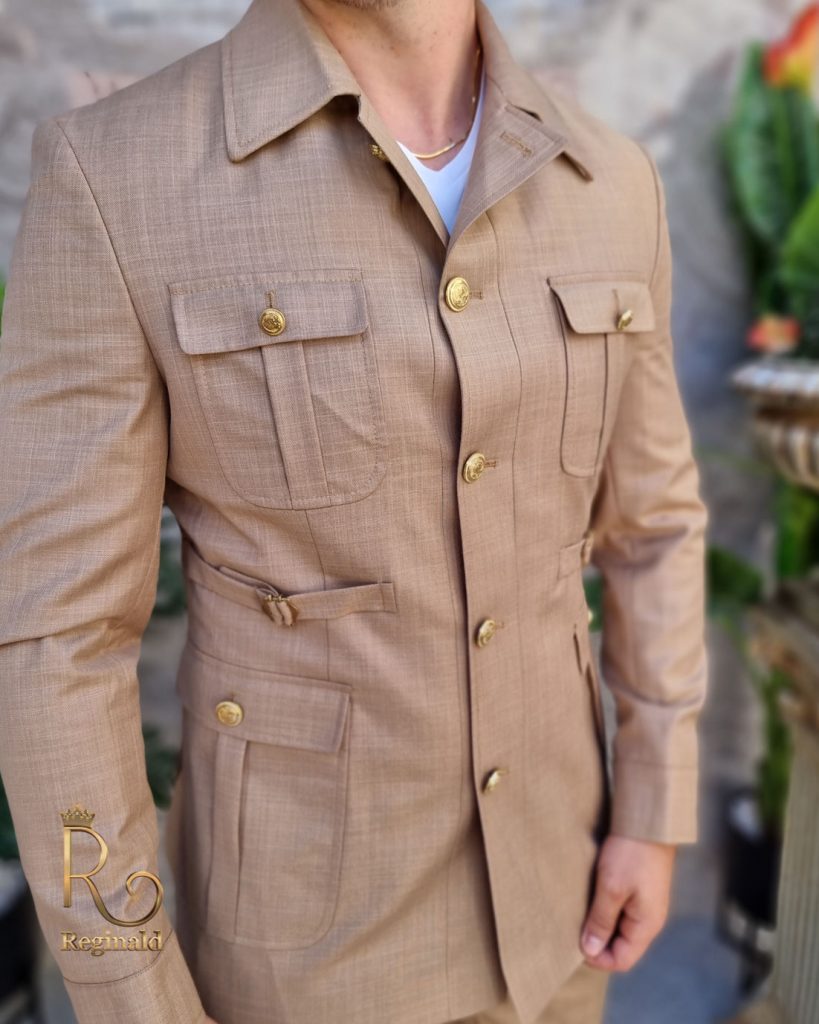 Costum SAFARI bej Sacou si Pantalon- C4153