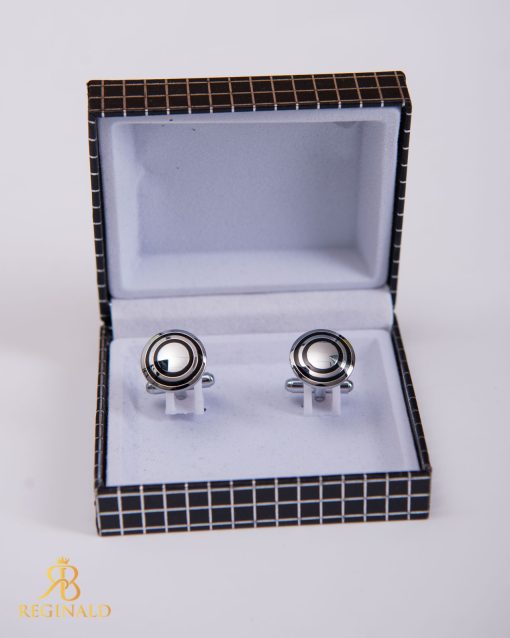 Butoni argintii cu negru - BT020