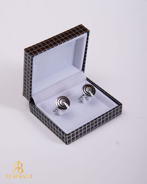 Butoni argintii cu negru - BT020