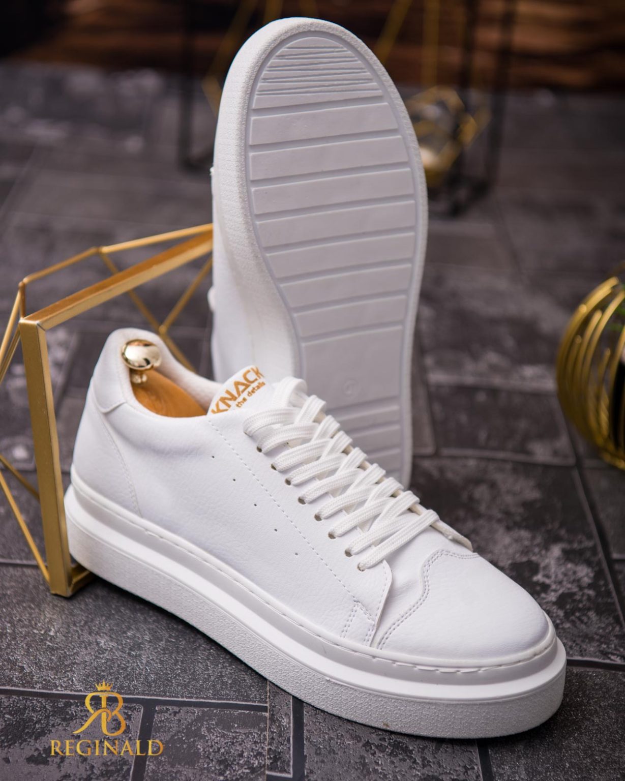 Teniși de bărbați, cu talpa înaltă, Albi – AD604